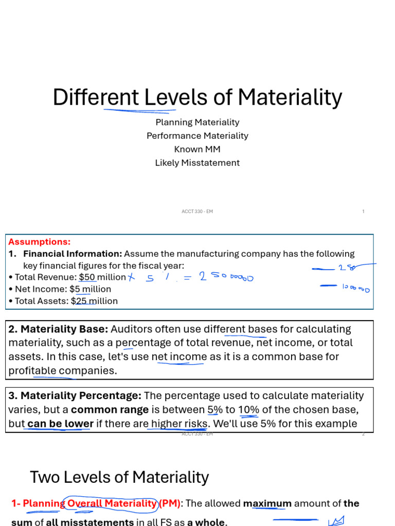 Materiality Levels in Auditing | PDF | Audit | Accounting