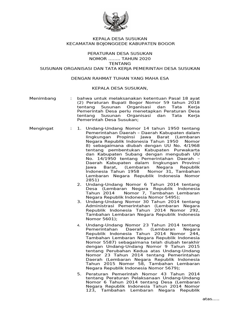 Draft Perdes SOTK - 2020 | PDF