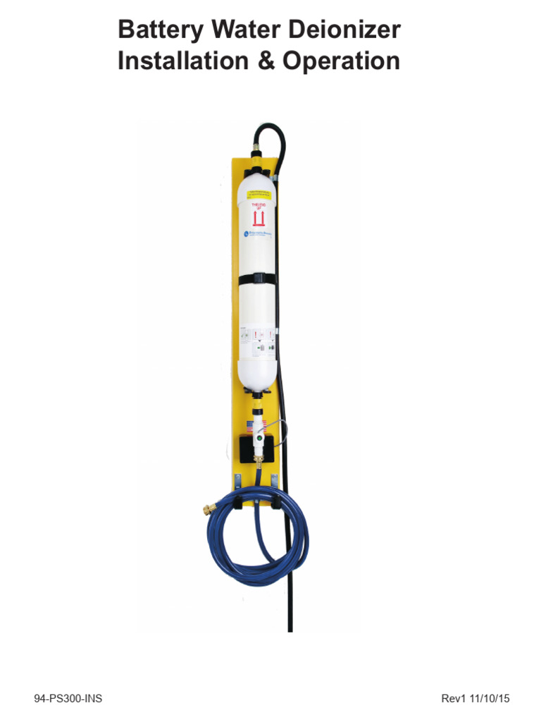 Deionizer Instructions | PDF | Equipment | Manufactured Goods