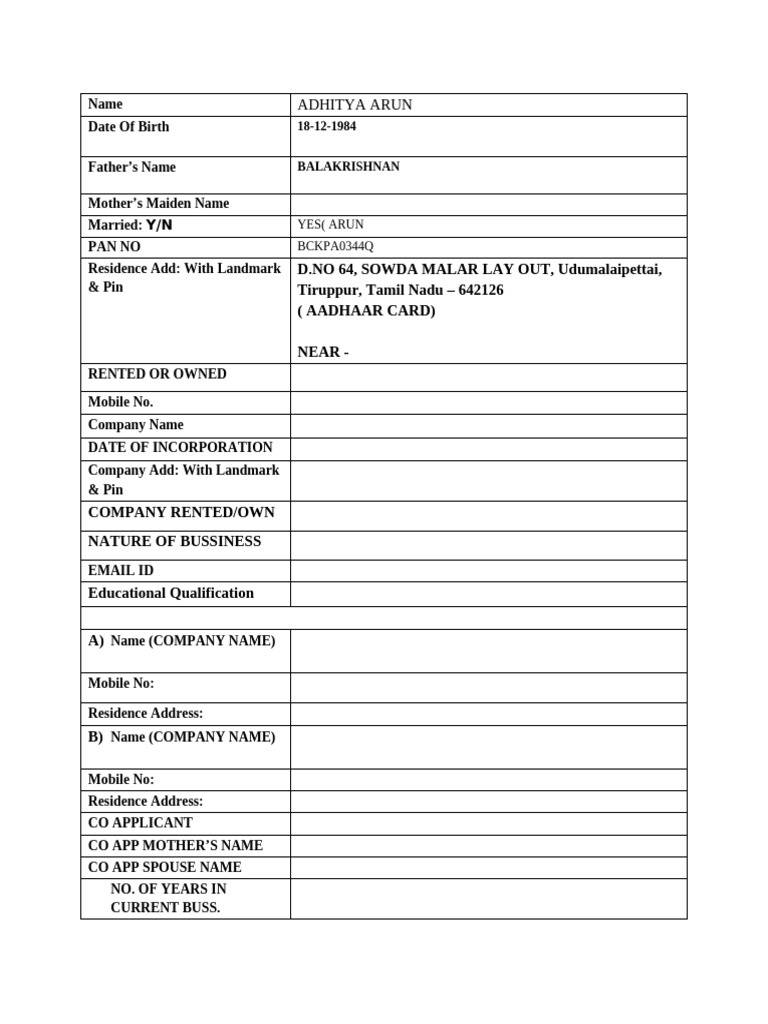 BL New TVR Sheet | PDF