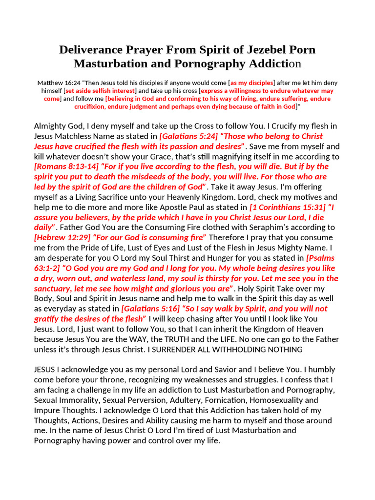 Prayer Against Addiction To Porn and Masturbation | PDF | Jesus | Lust