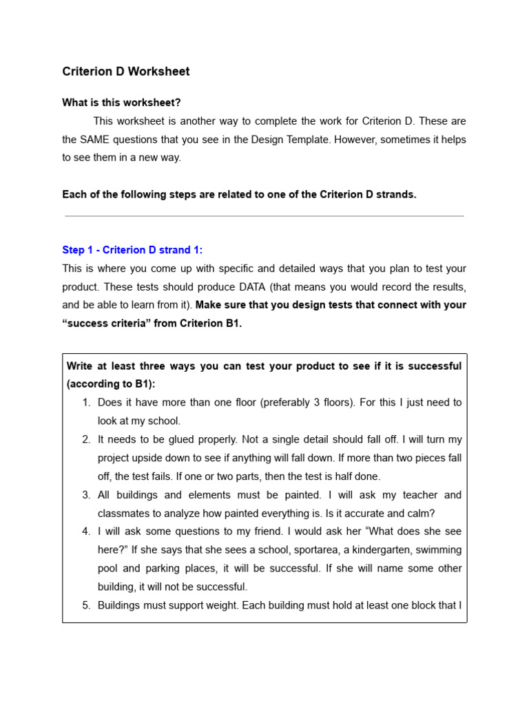 Criterion D School | PDF | Cognition