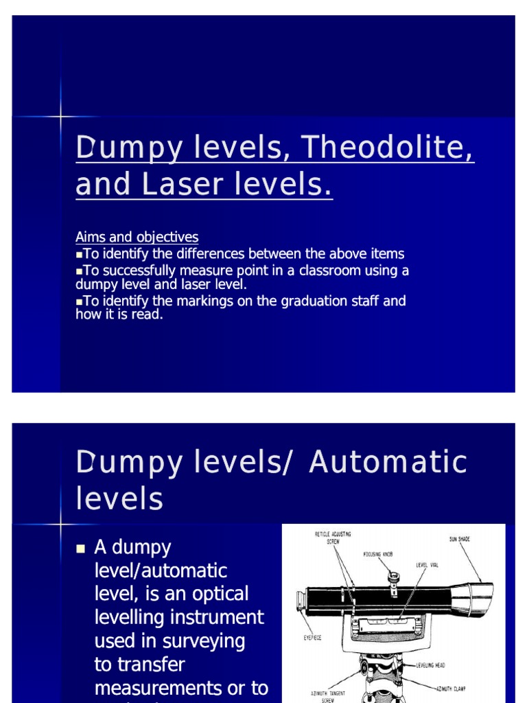 Dumpy Levels, Theodolite and Laser Levels | PDF | Atomic | Optics