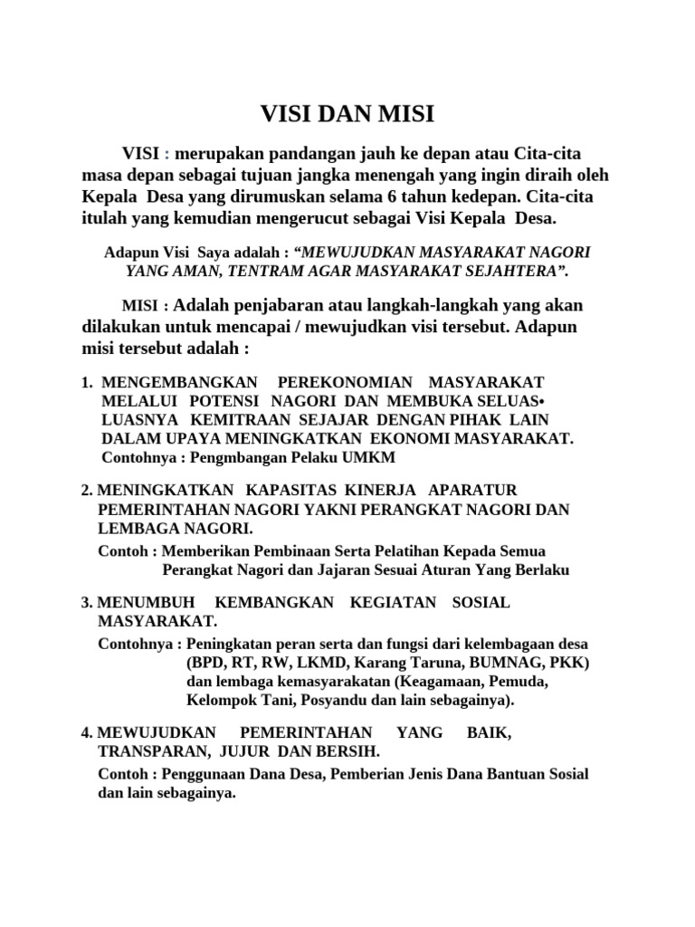 Visi Dan Misi | PDF