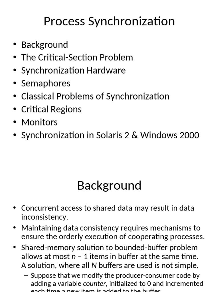 Module 3.1 Process Synchronization | PDF | Computing | Concurrent Computing