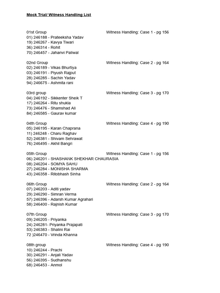 Mock Trial List | PDF