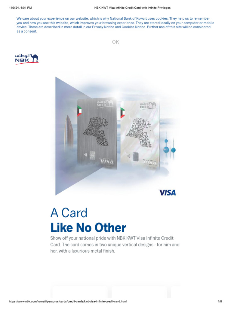 NBK KWT Visa Infinite Credit Card With Infinite Privileges | PDF | Visa ...