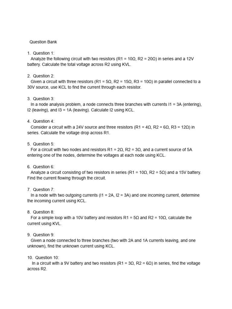Question Bank Electrical | PDF | Electrical Network | Series And ...