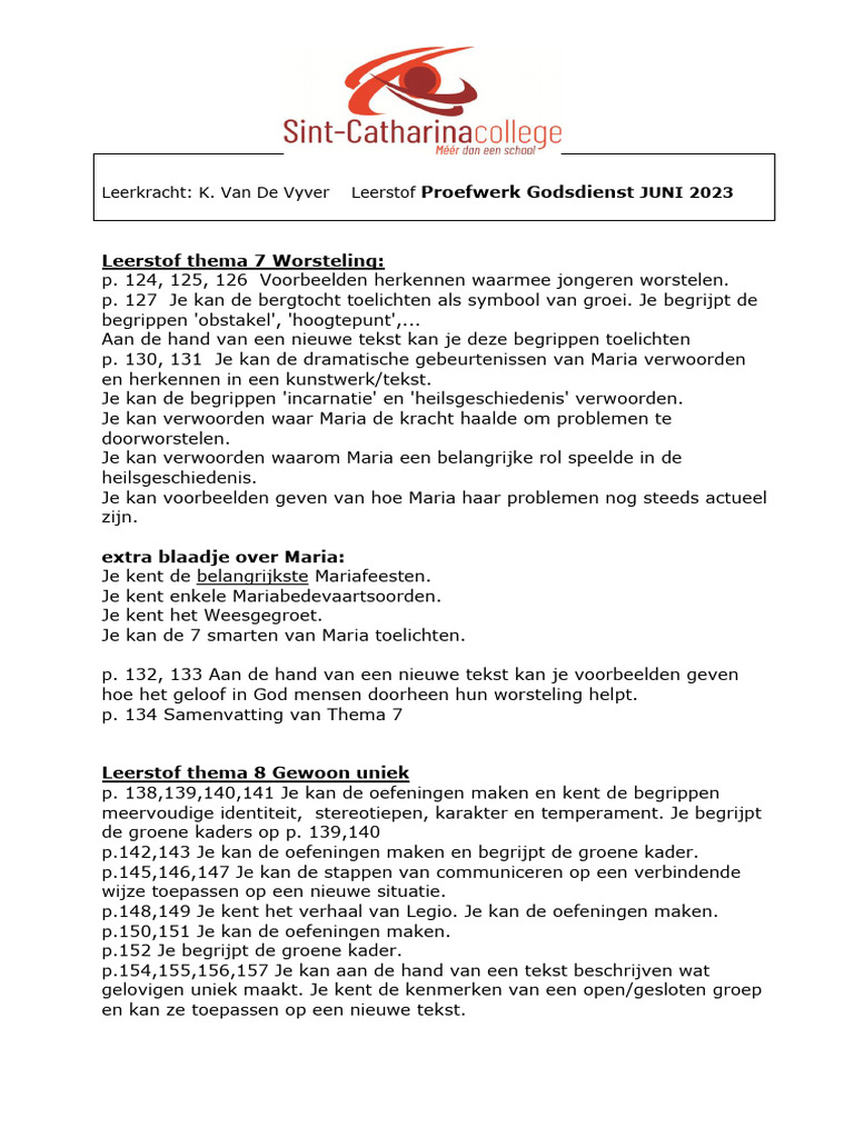 Leerstof Examen Juni Thema 7 en 8 | PDF