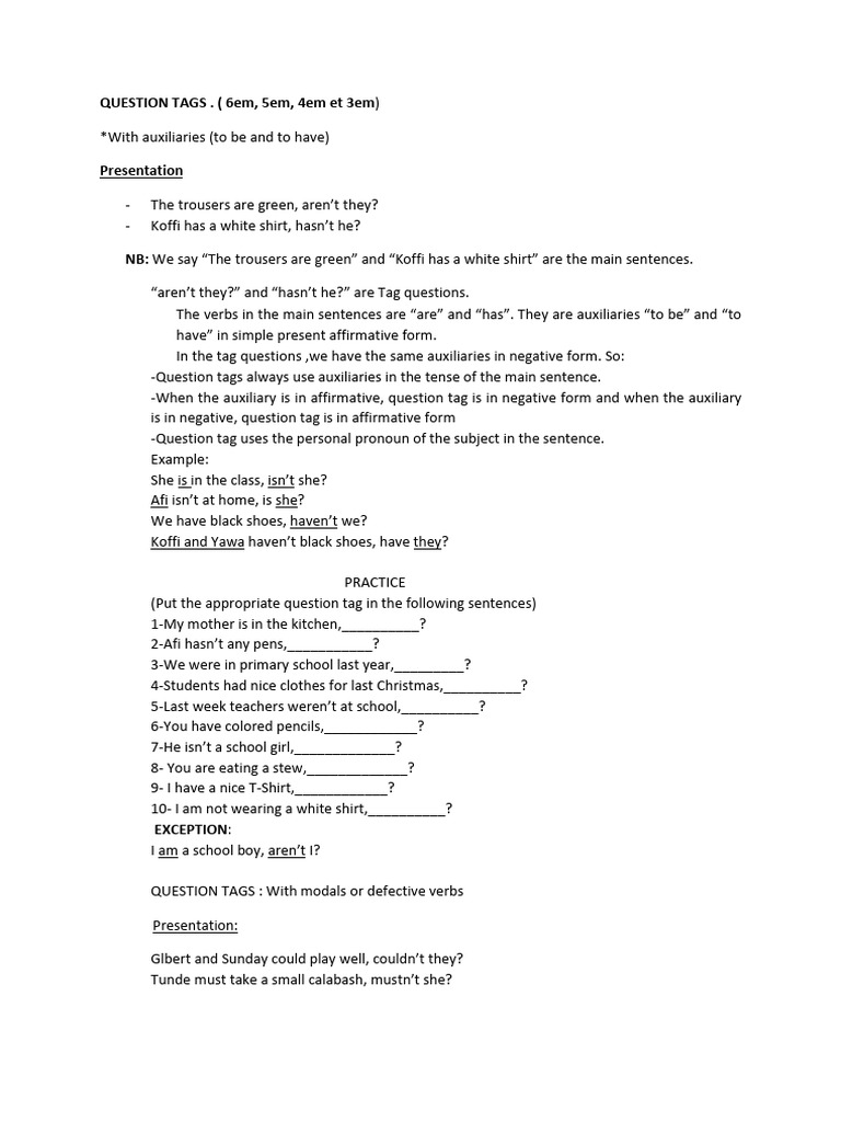 question-tags | PDF | Verb | Linguistic Typology