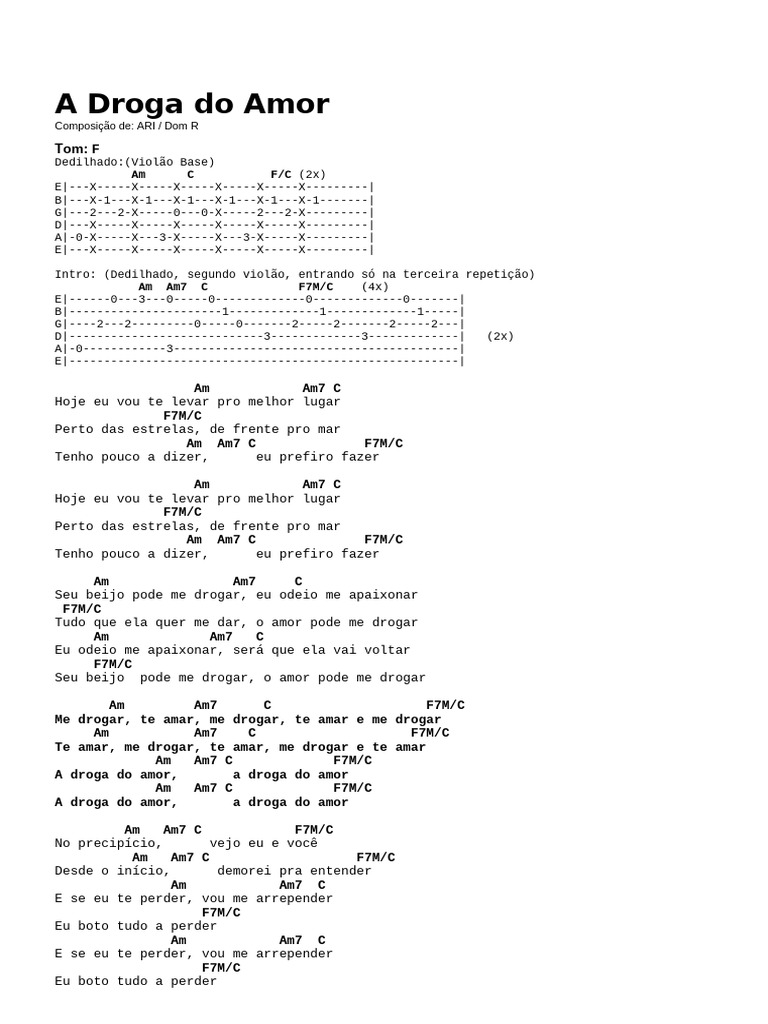 A Droga Do Amor | PDF | Amor | Música gravada