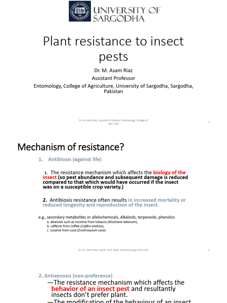 Mechanisms of Plant Resistance to Insects | PDF | Insects | Plants