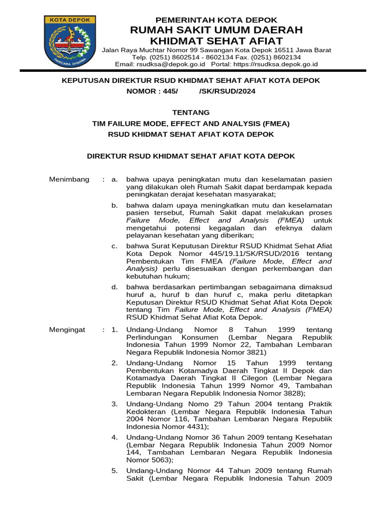 Tim FMEA RSUD Khidmat Sehat Afiat | PDF | Pengembangan Diri