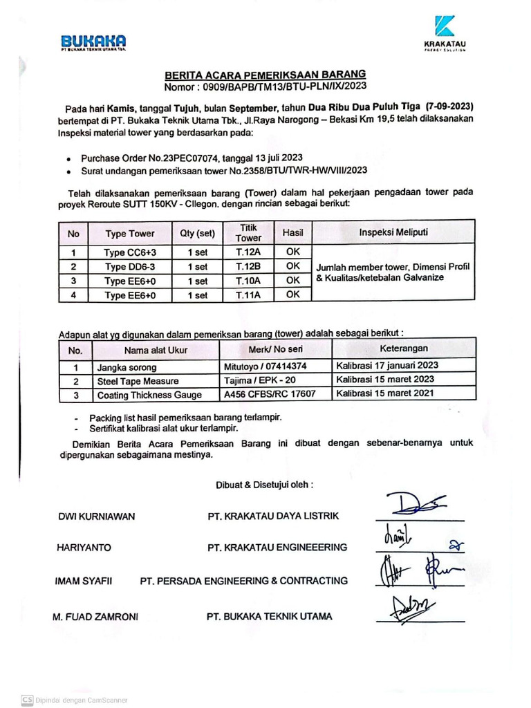 Factory Acceptence Test Material Tower 12A&B | PDF