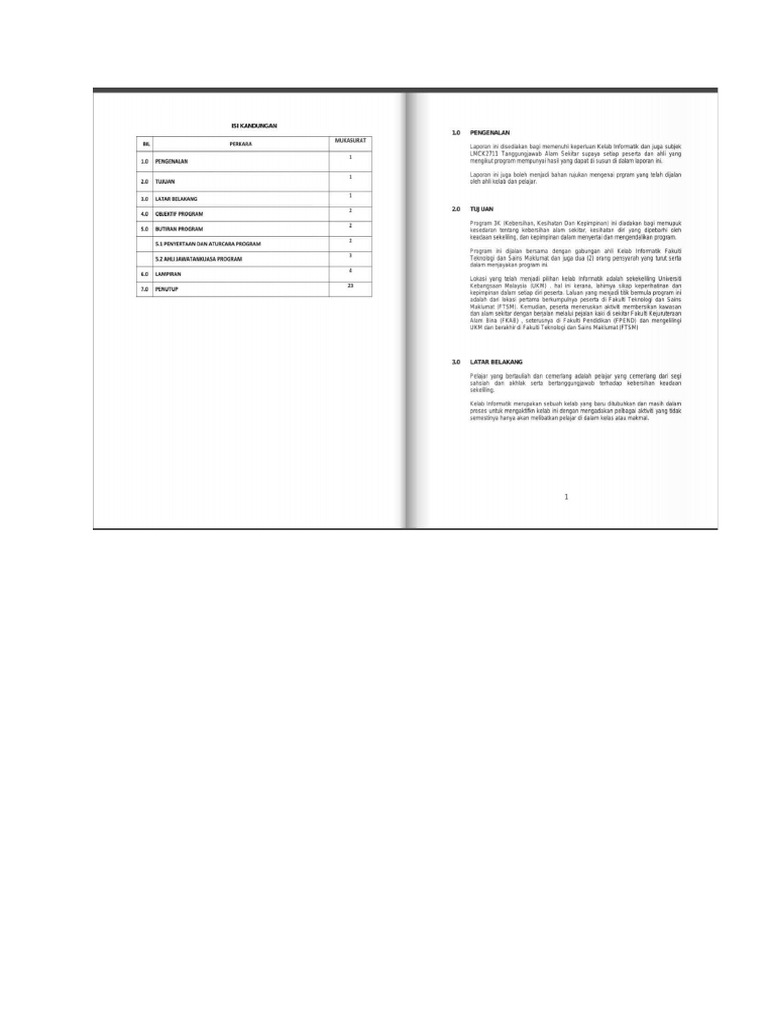 Contoh Laporan Program 3K | PDF