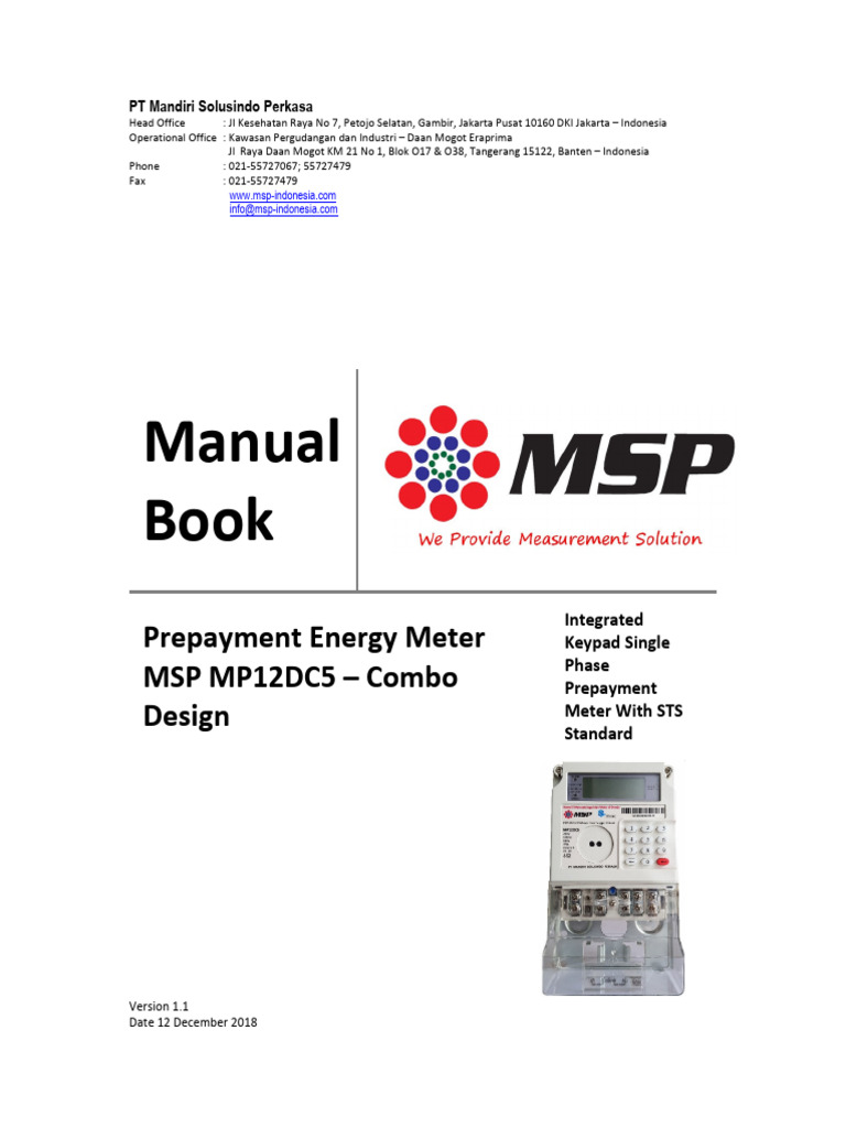 Prepayment Energy Meter MSP MP12DC5 | PDF | Electricity | Electrical ...