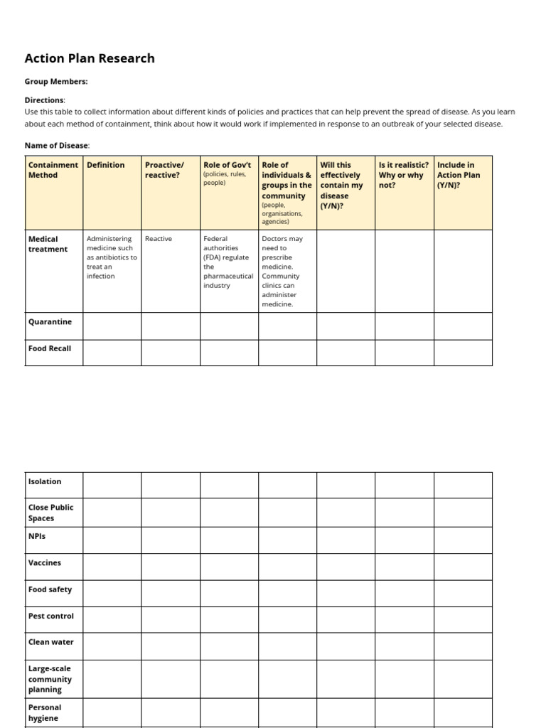 Action Plan Research Worksheet | PDF