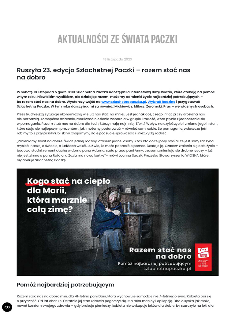 Ruszyła 23. Edycja Szlachetnej Paczki - Razem Stać Nas Na Dobro - Szlachetna Paczka Szlachetna ...