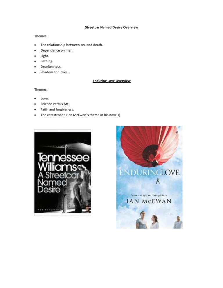 Streetcar & Enduring Love Overviews | PDF
