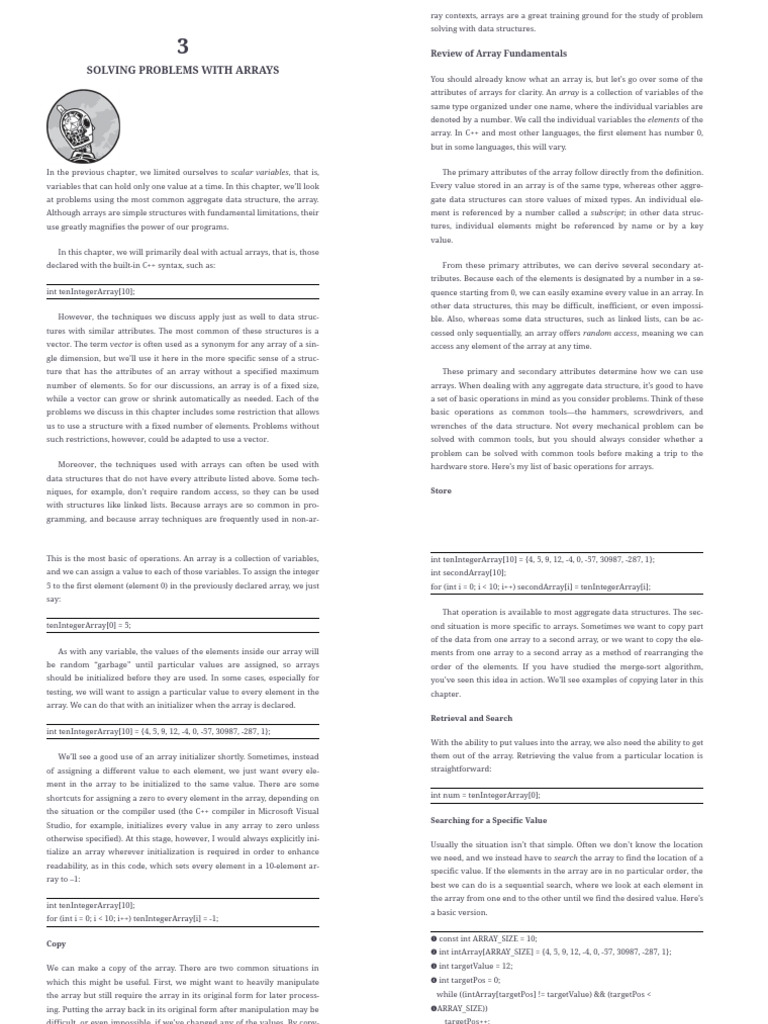 Chapter 3 - Solving Problems With Arrays - Think Like A Programmer | PDF | Pointer (Computer ...