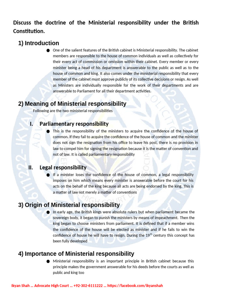 Understanding Ministerial Responsibility in Britain | PDF | Cabinet ...