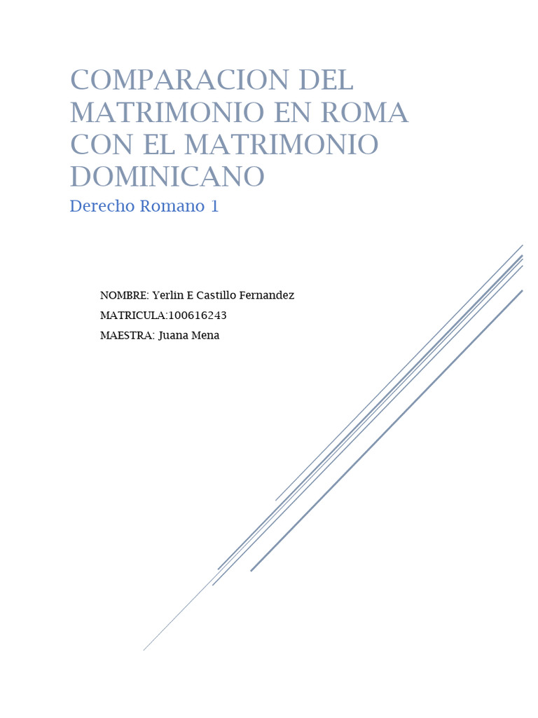 Matrimonio en Roma y República Dominicana | PDF | Matrimonio | Divorcio