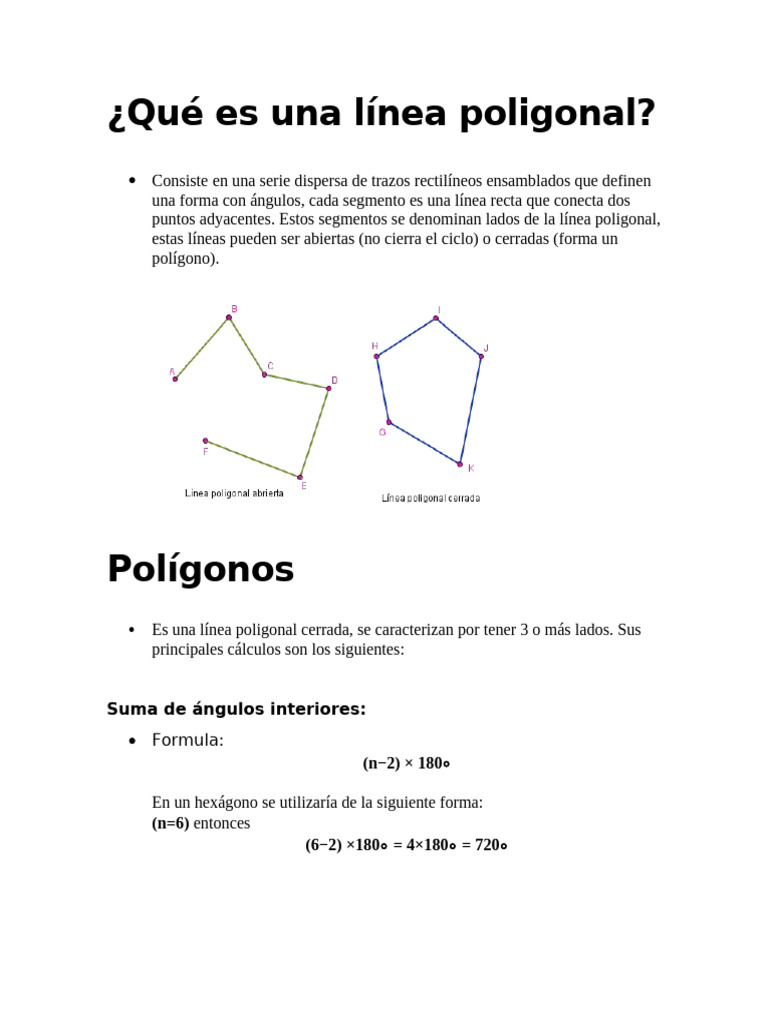 Definición y características de líneas poligonales | PDF | Ángulo ...