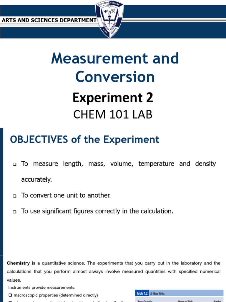 EXPERIMENT 2 Measurement and Conversion | PDF | Significant Figures ...