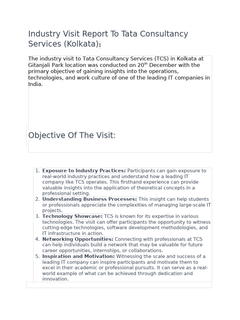 Industry Visit Report Fair | PDF | Outsourcing | Corporate Social ...