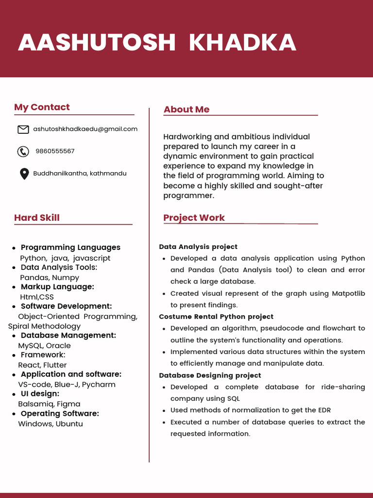 Aashutosh Khadka PDF | PDF | Databases | Computer Programming