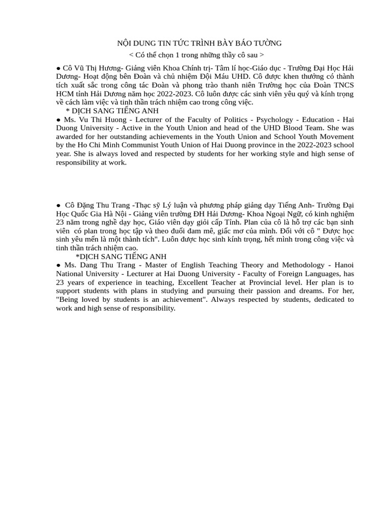 N I Dung Tin T C Trình Bày Báo Tư NG | PDF