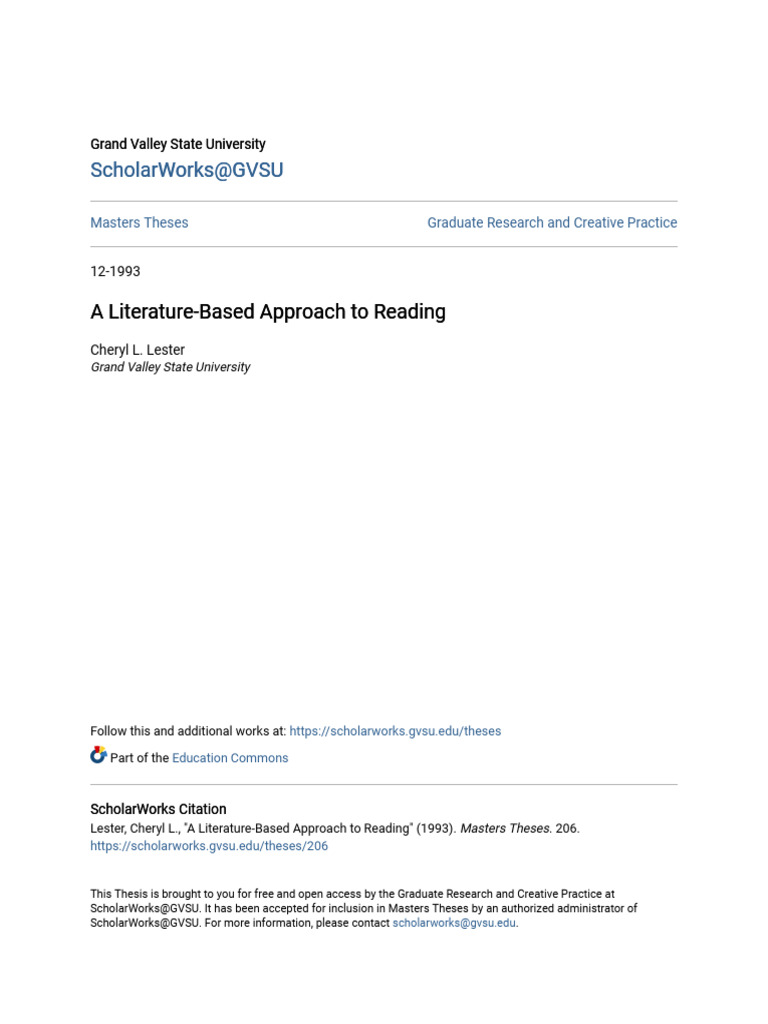 A Literature-Based Approach To Reading | PDF | Phonics | Reading ...