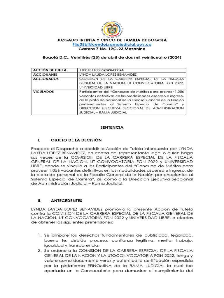 029 Sentencia Layda 1 | PDF | Caso de ley | Mandato
