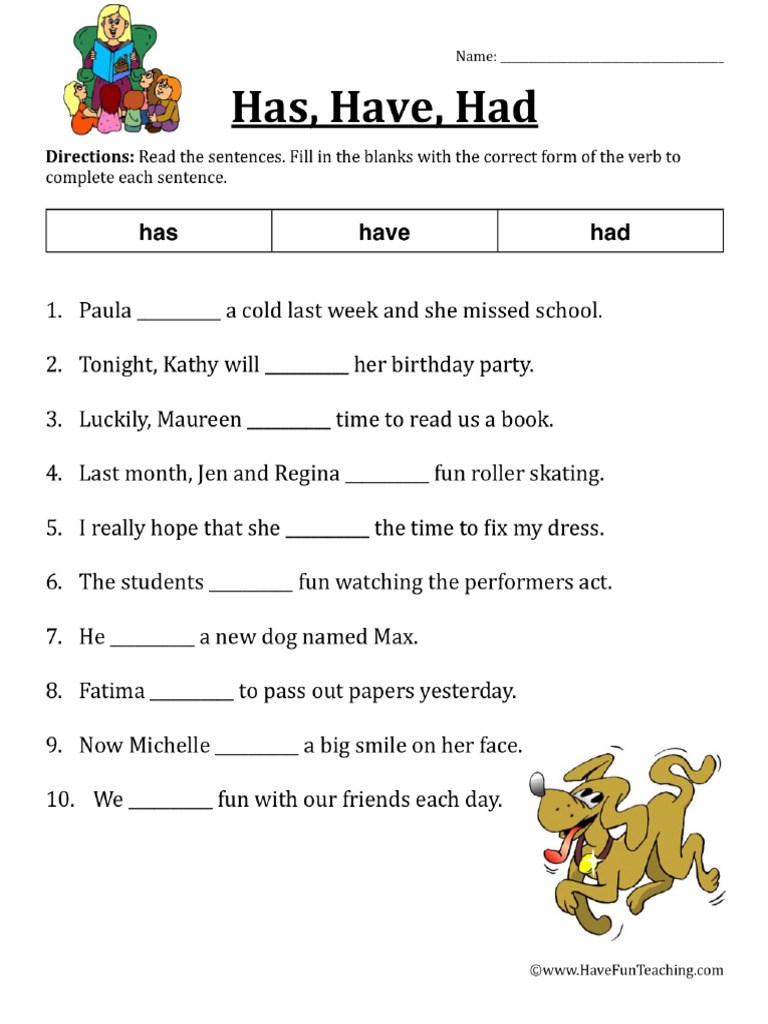 Has Have Had Worksheet | PDF