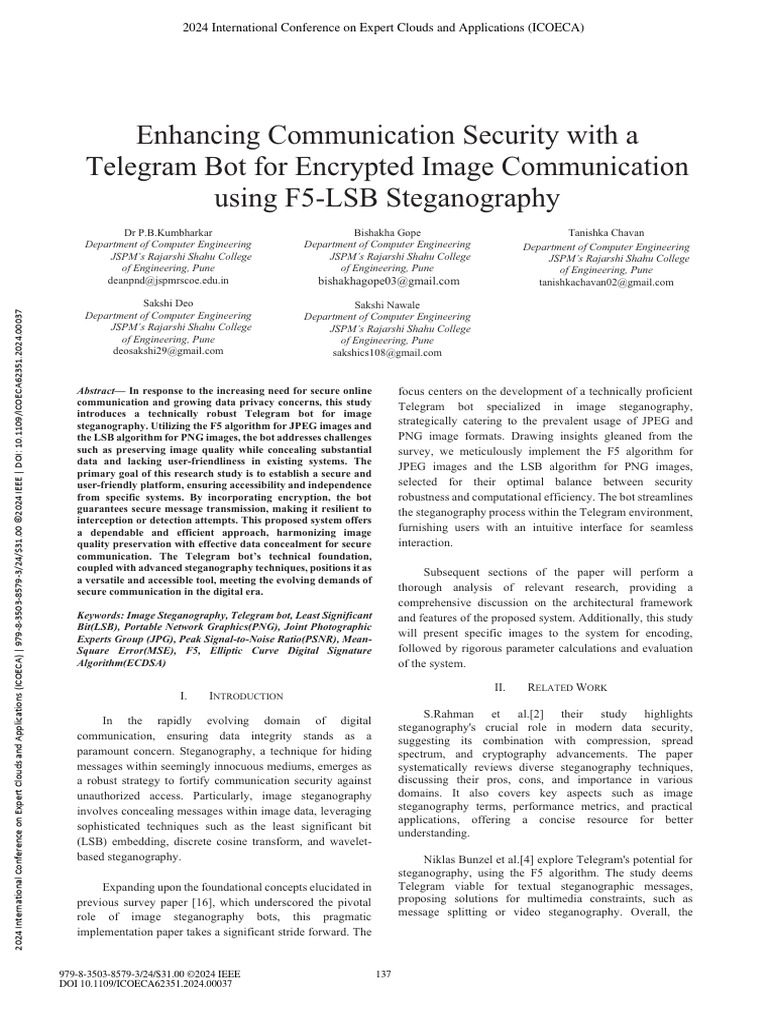 Enhancing Communication Security With A Telegram Bot For Encrypted Image Communication Using F5 ...