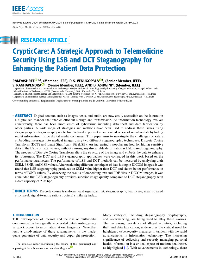 CrypticCare A Strategic Approach To Telemedicine Security Using LSB and ...
