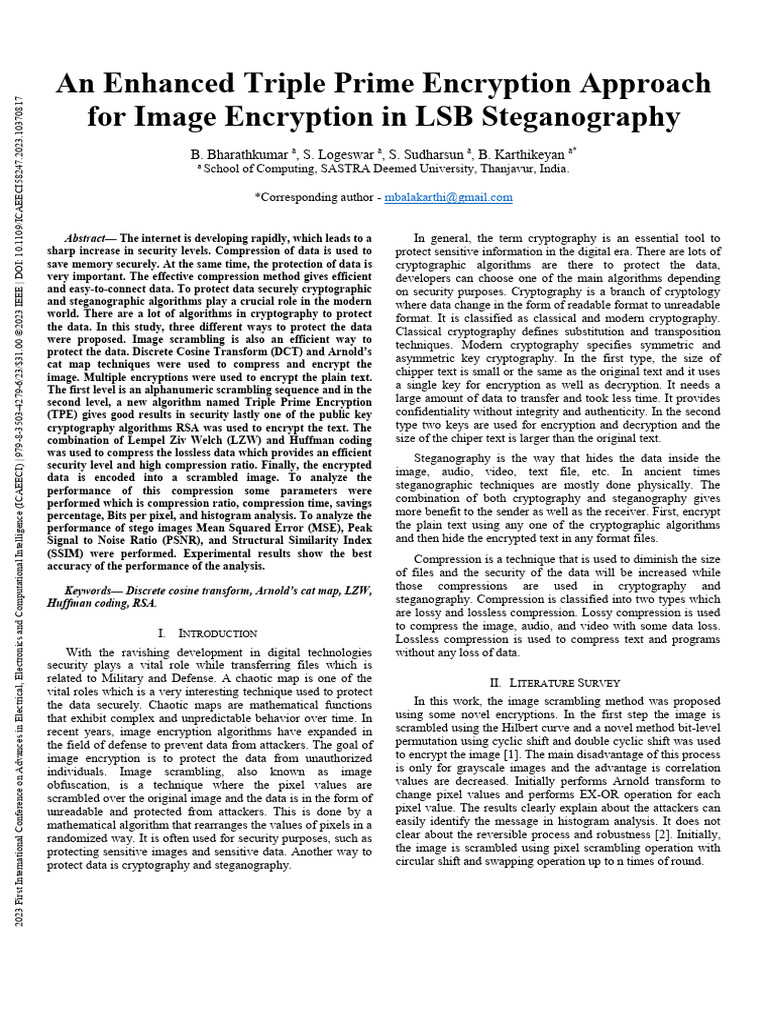 An Enhanced Triple Prime Encryption Approach For Image Encryption in ...