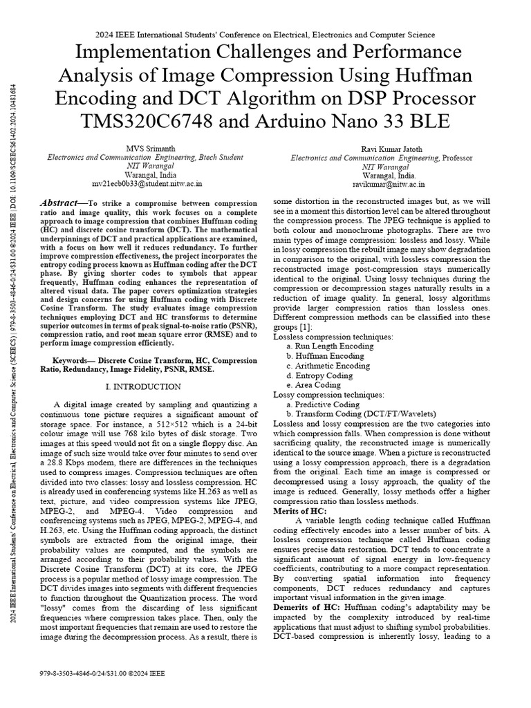 Implementation Challenges And Performance Analysis Of Image Compression Using Huffman Encoding