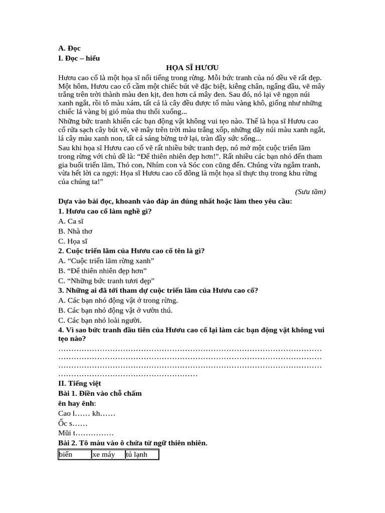 De Thi Hoc Ki 2 Lop 2 Mon Tieng Viet Sach Chan Troi de 3 | PDF