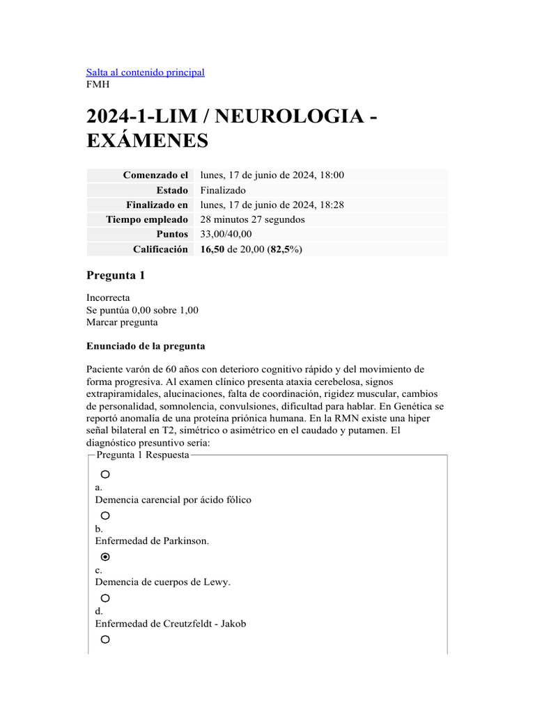 Final Neuro - Grupo B - 2024-I | PDF | Esclerosis múltiple | Enfermedades y trastornos