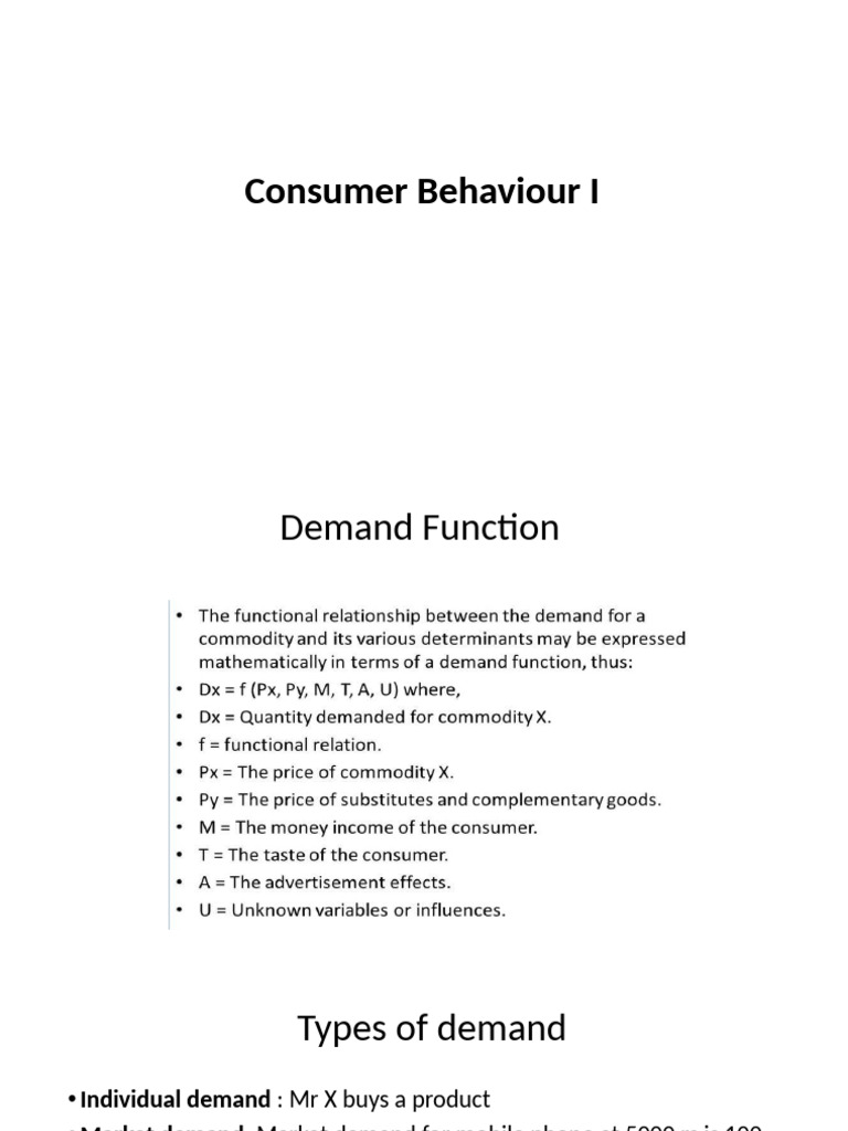 Consumer Behaviour I | PDF | Economic Surplus | Demand Curve