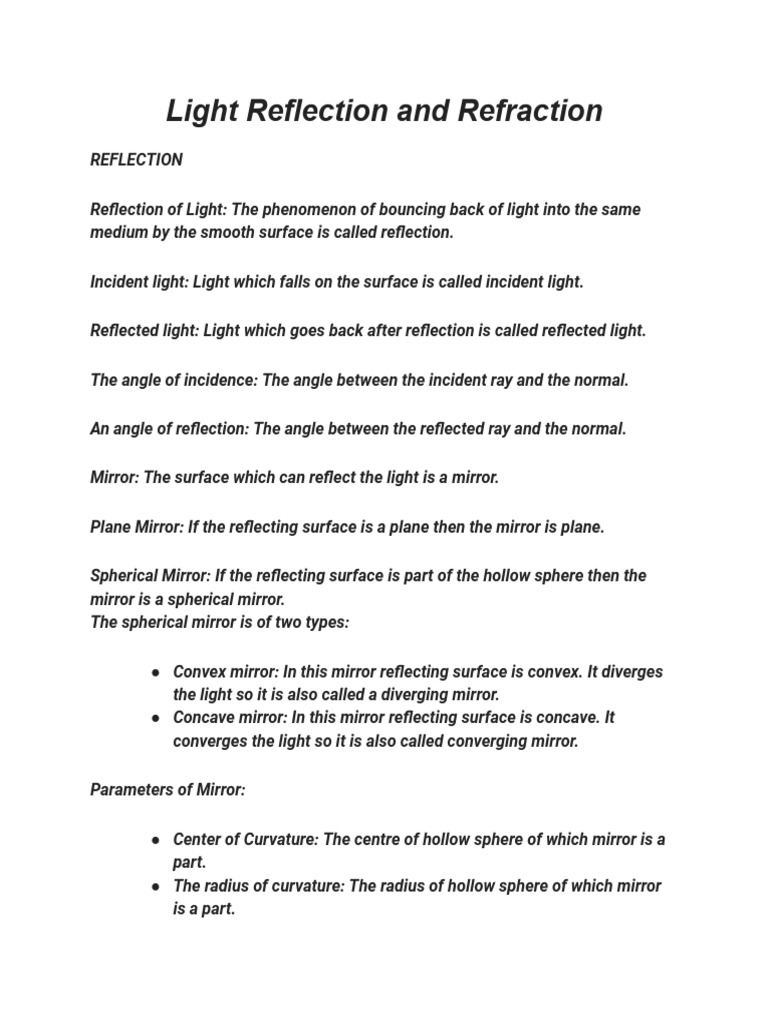Light Reflection and Refraction | PDF | Mirror | Optics