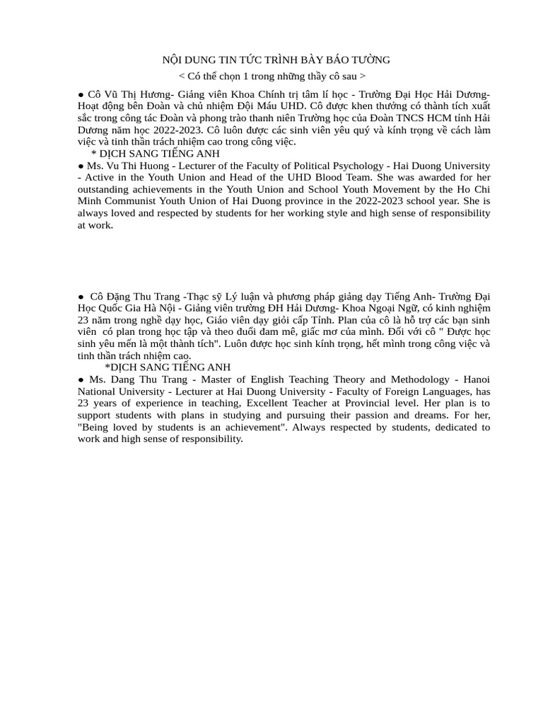 N I Dung Tin T C Trình Bày Báo Tư NG | PDF