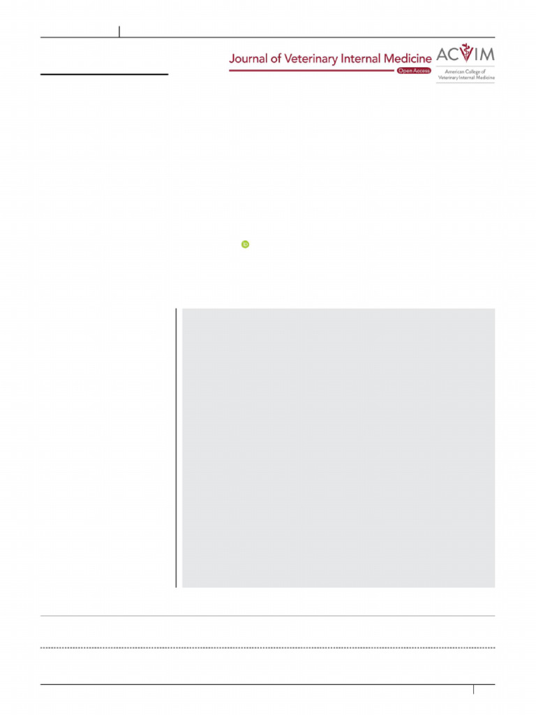 Veterinary Internal Medicne - 2021 - Forman - ACVIM Consensus Statement ...