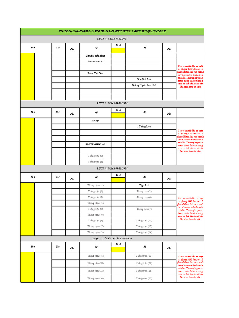Lịch Thi Đấu - LQMB K20 | PDF