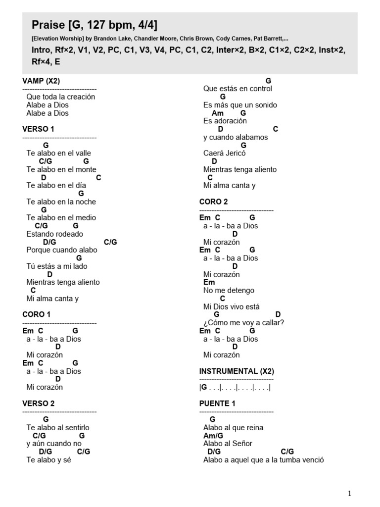 Praise - G | PDF | Musica cristiana | Músicos