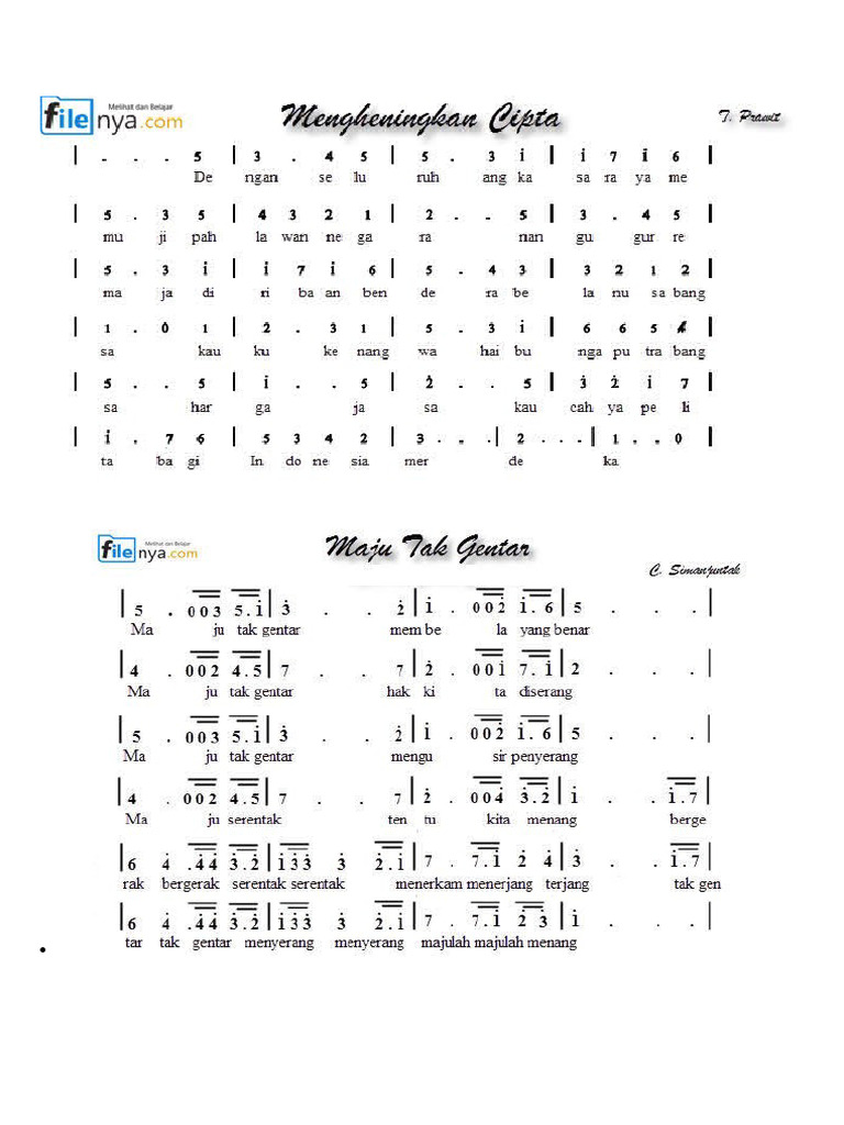 Partitur Lagu-Lagu Wajib | PDF