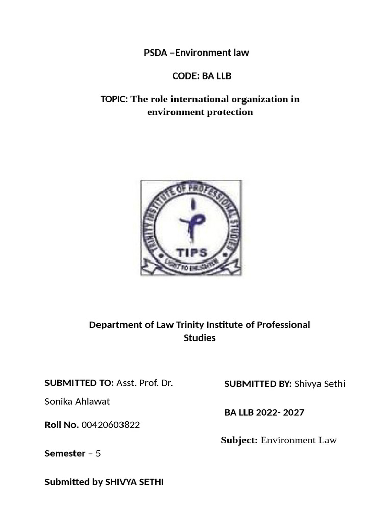 Environment Law Psda Final | PDF | Sustainability | Conservation Biology