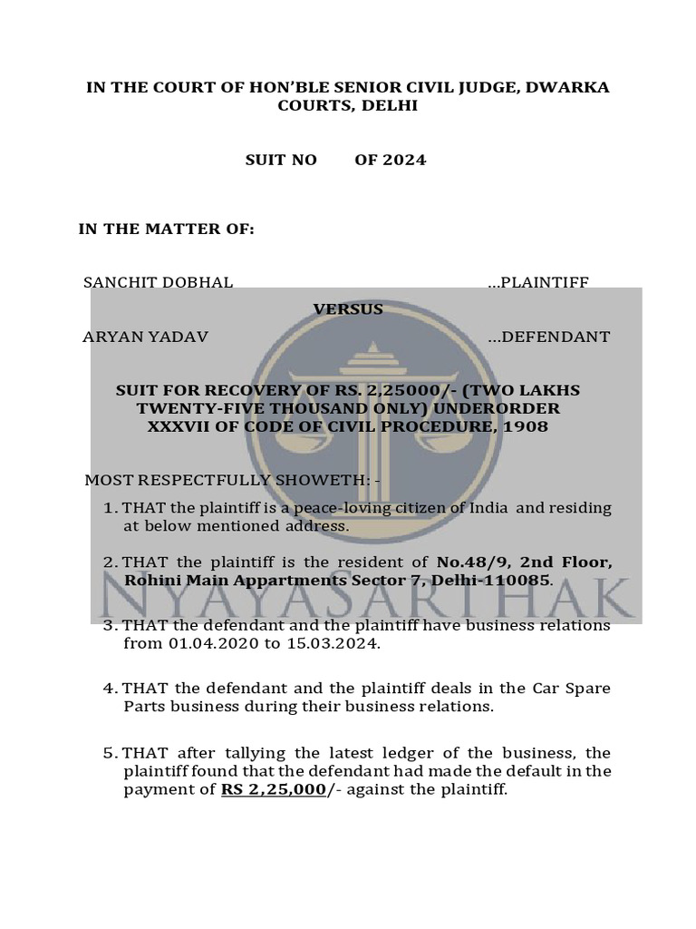 Summary Suit Task 2 Internship | PDF | Lawsuit | Affidavit