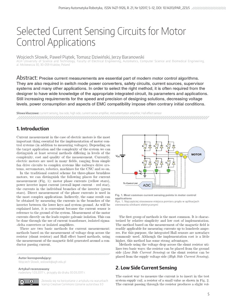 Current Sensing Methods for Motor Control | PDF | Amplifier | Resistor